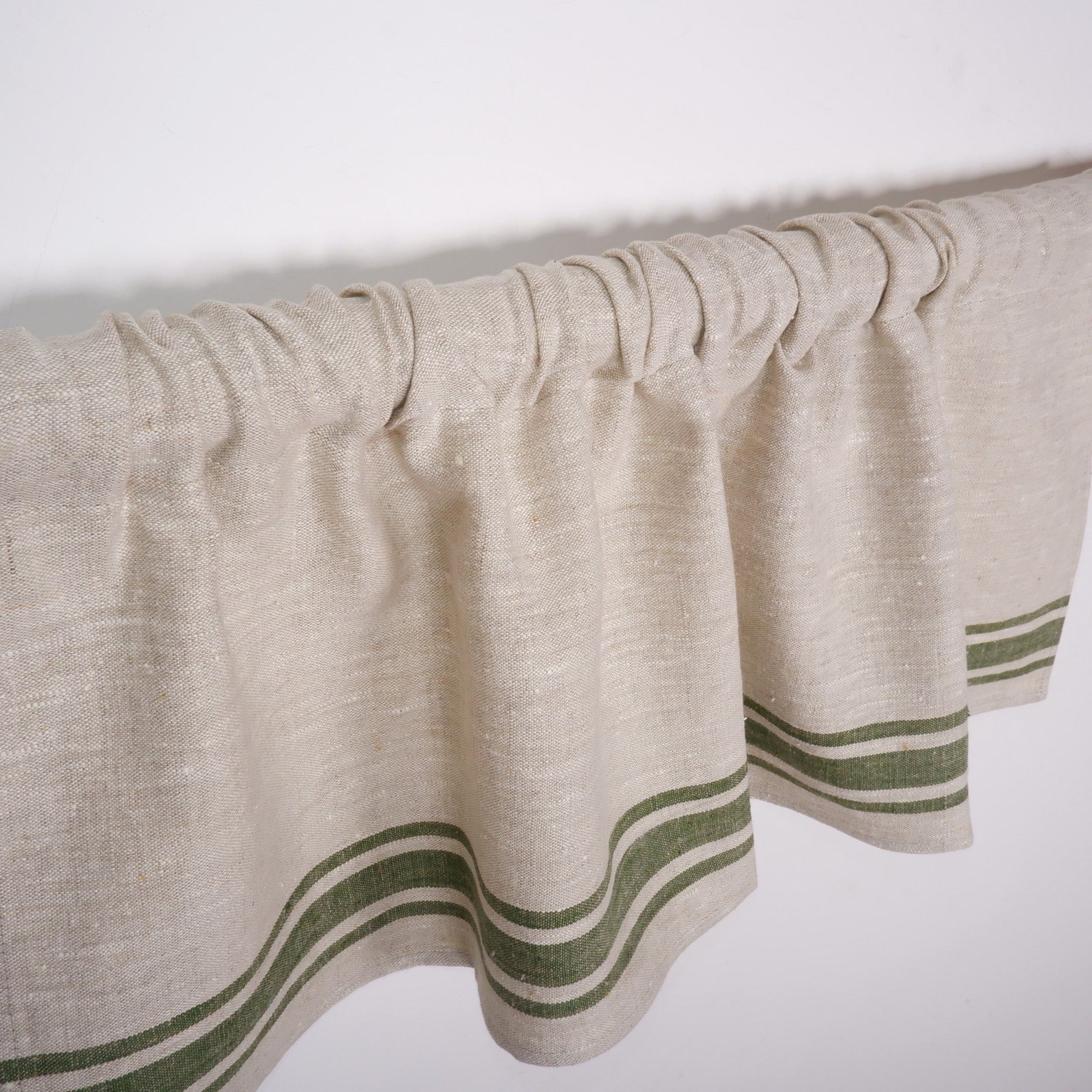 Ticking Valance - Farmhouse Curtain - Pure Linen Window Treatment ...