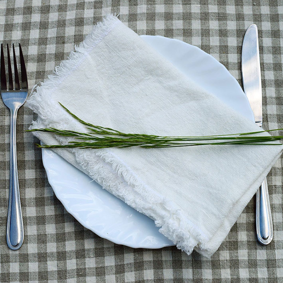 Linen Napkins - French Linen. White. Cottage, Coutry Style Linen. Set ...