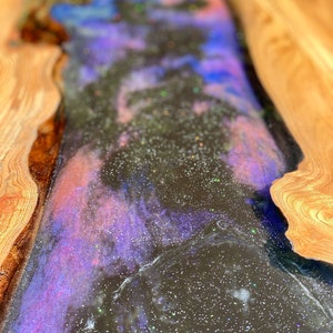 Galaxy River Dining Table in Elm & Resin. Live Edge River - Etsy