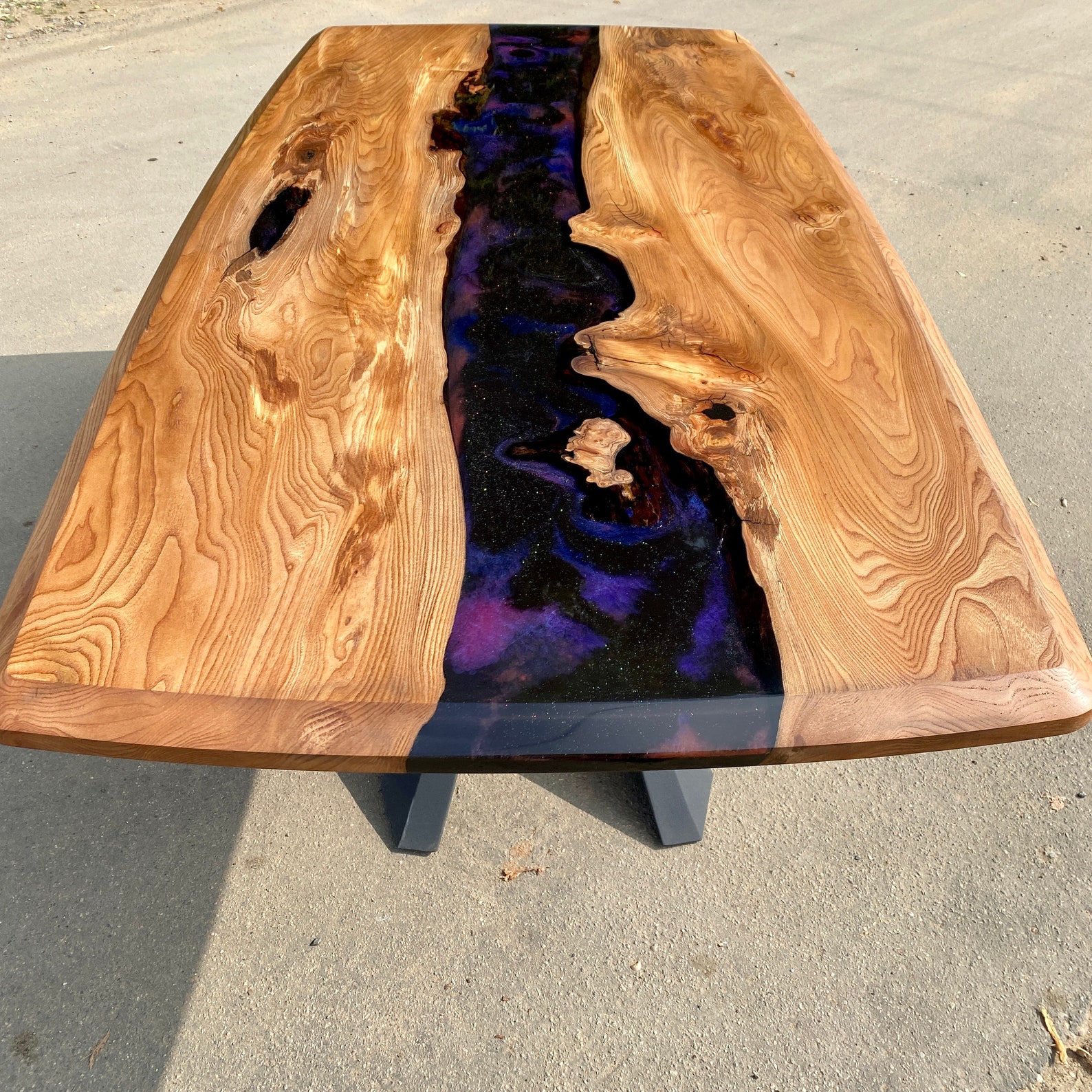 Galaxy River Dining Table in Elm & Resin. Live Edge River - Etsy