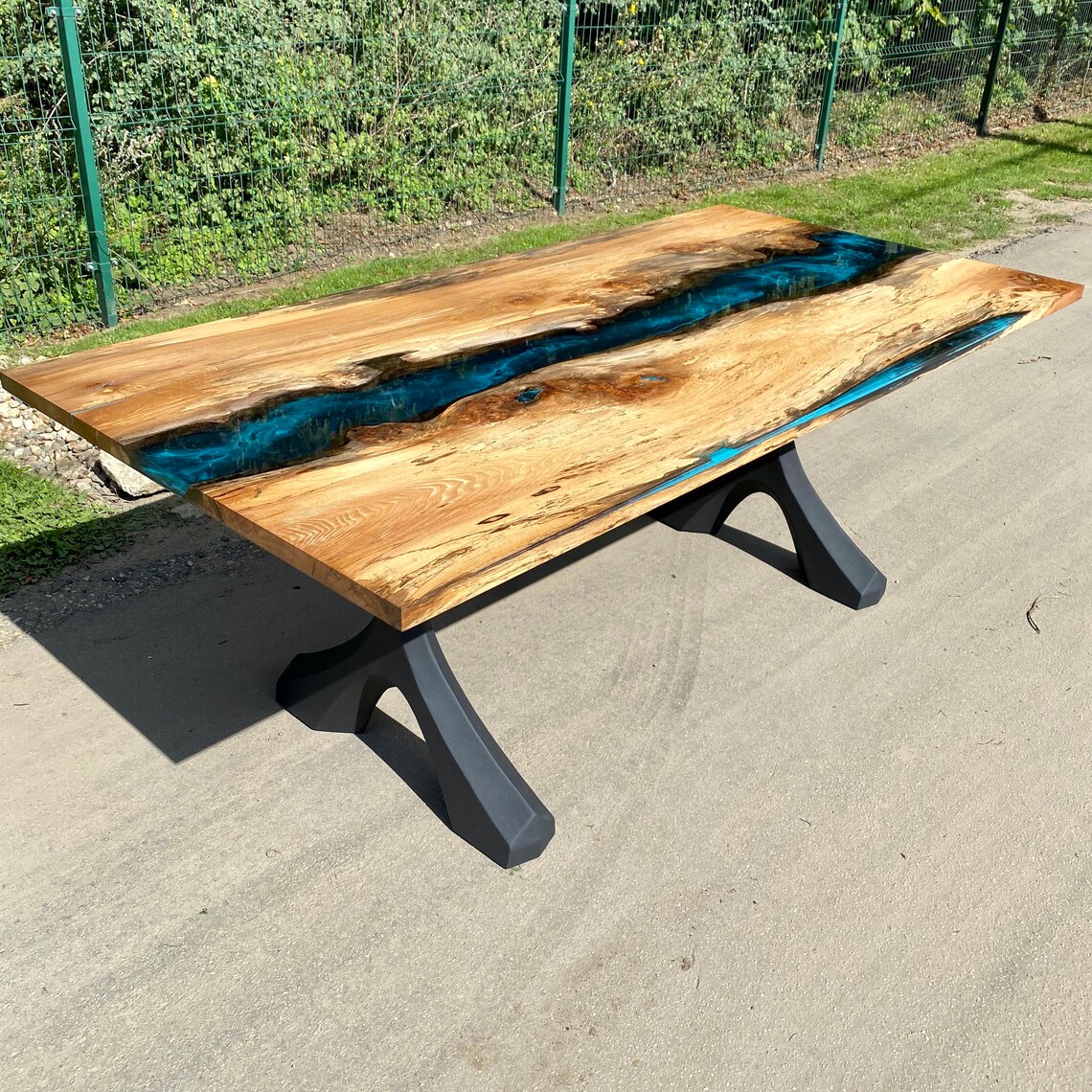 Amazing River Dining Table in Elm & Resin Galactic Resin - Etsy