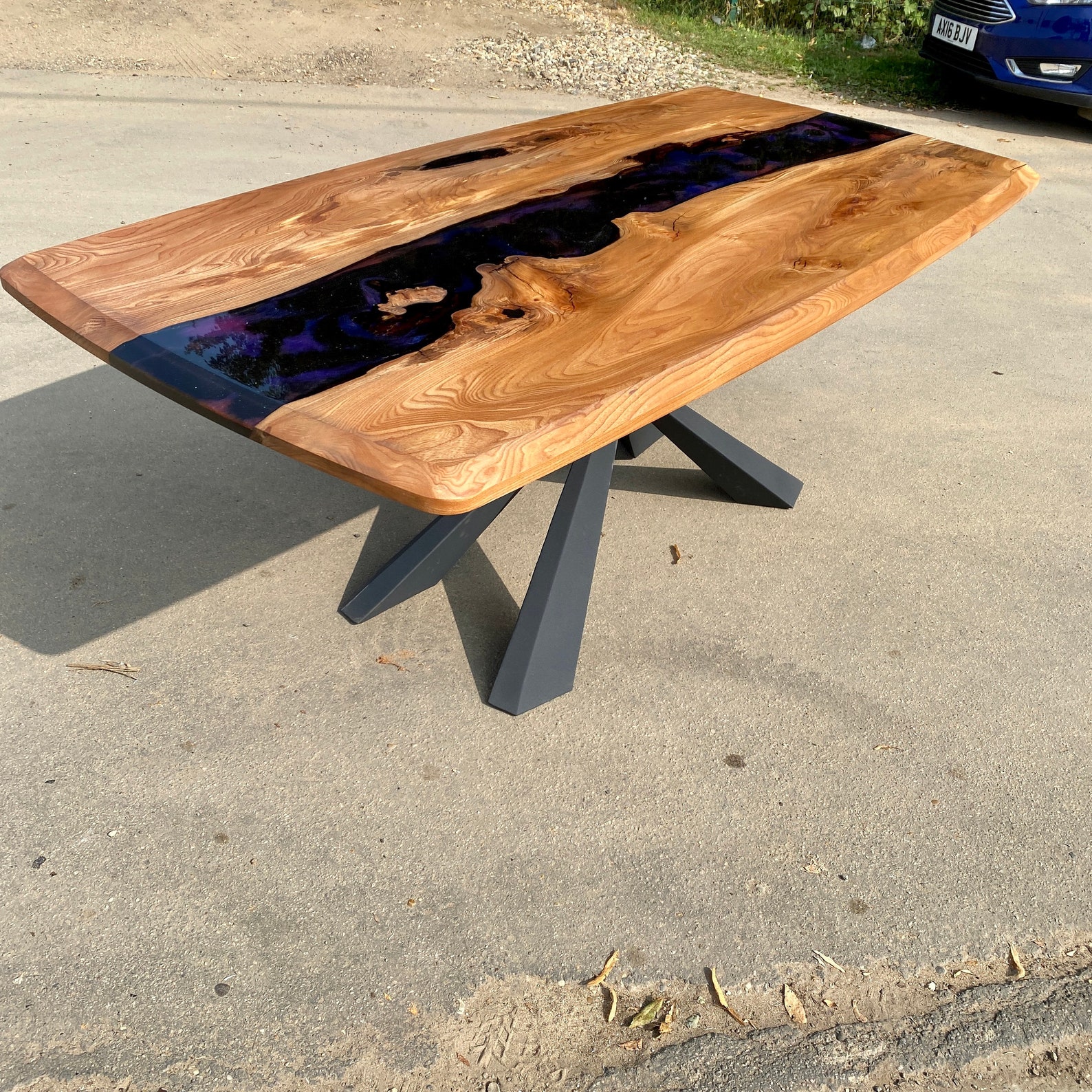 Galaxy River Dining Table in Elm & Resin. Live Edge River - Etsy
