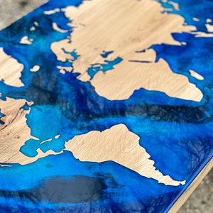 World Coffee Table! Oak Wood & Epoxy Resin SOLD - Etsy