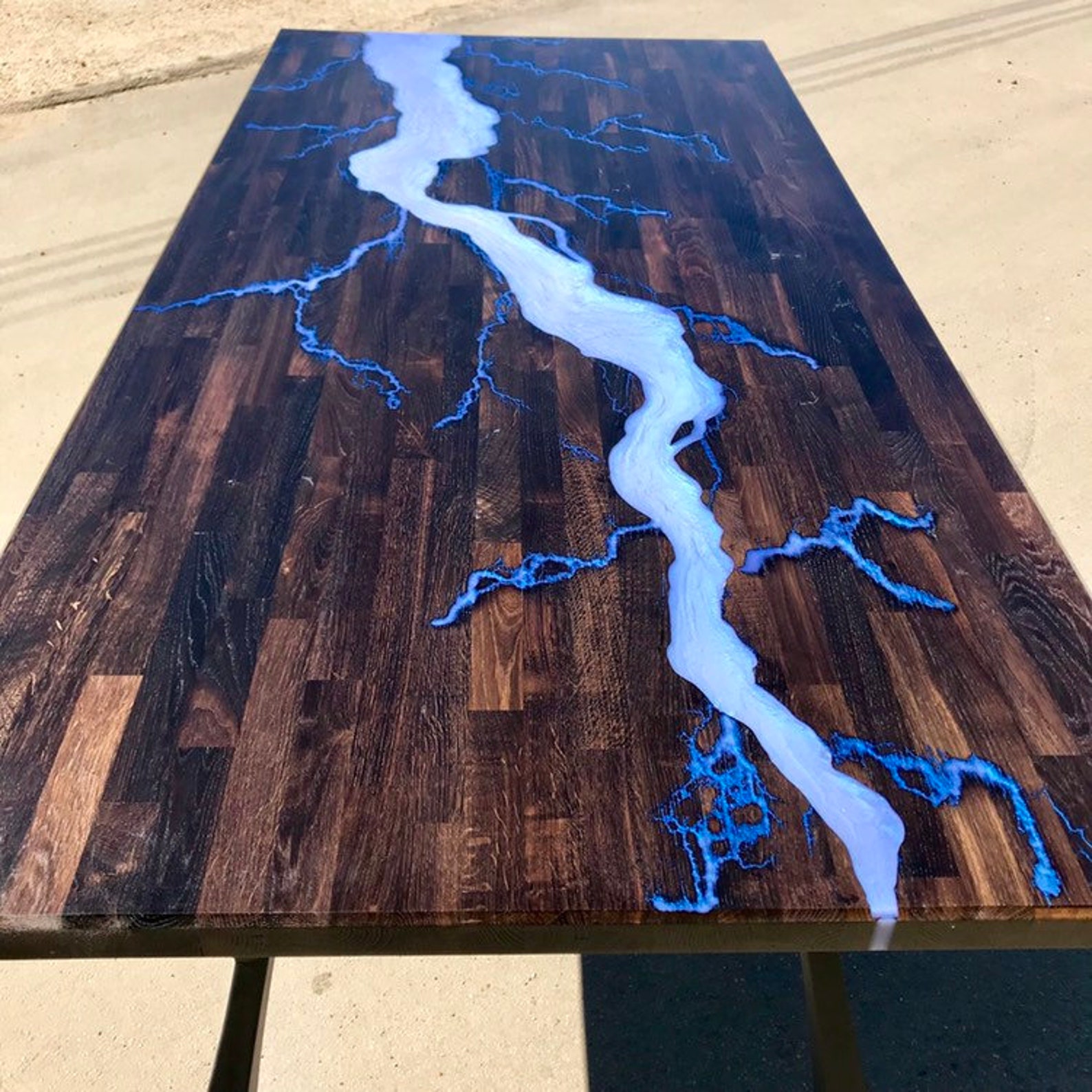 Lightning Dining Table Dark Oak & Resin SOLD | Etsy