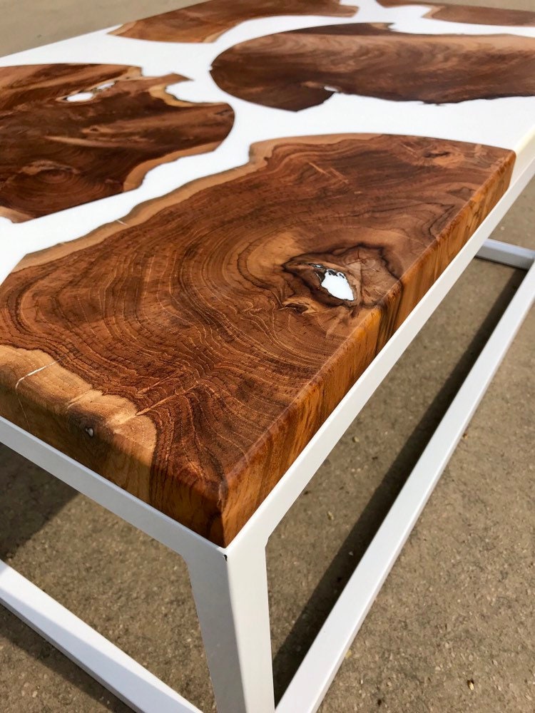 White River Coffee Table With Live Edge Teak Slabs Sold - Etsy