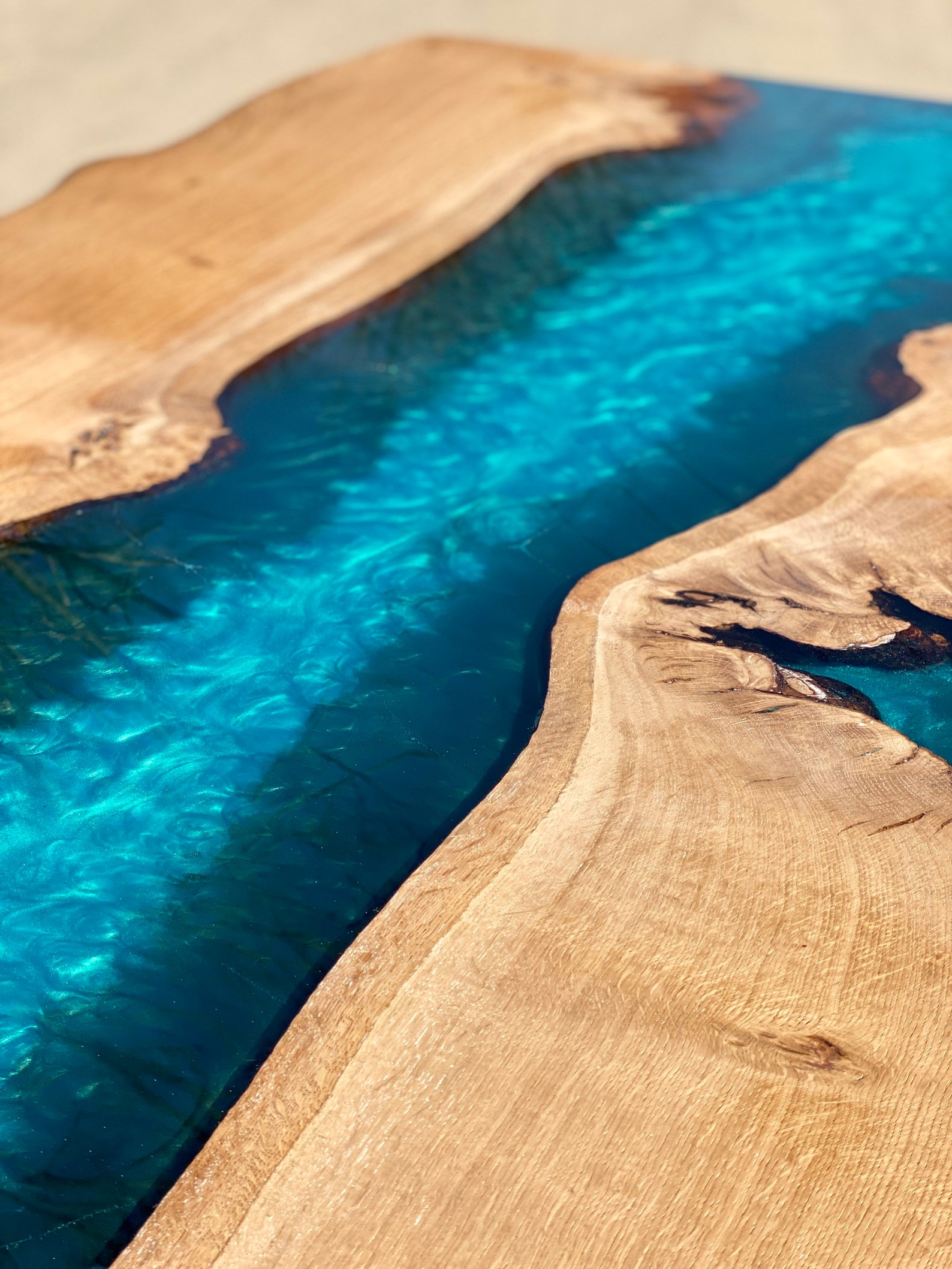 Beautiful River Dining Table Oak & Reef Blue. Epoxy Dining - Etsy UK