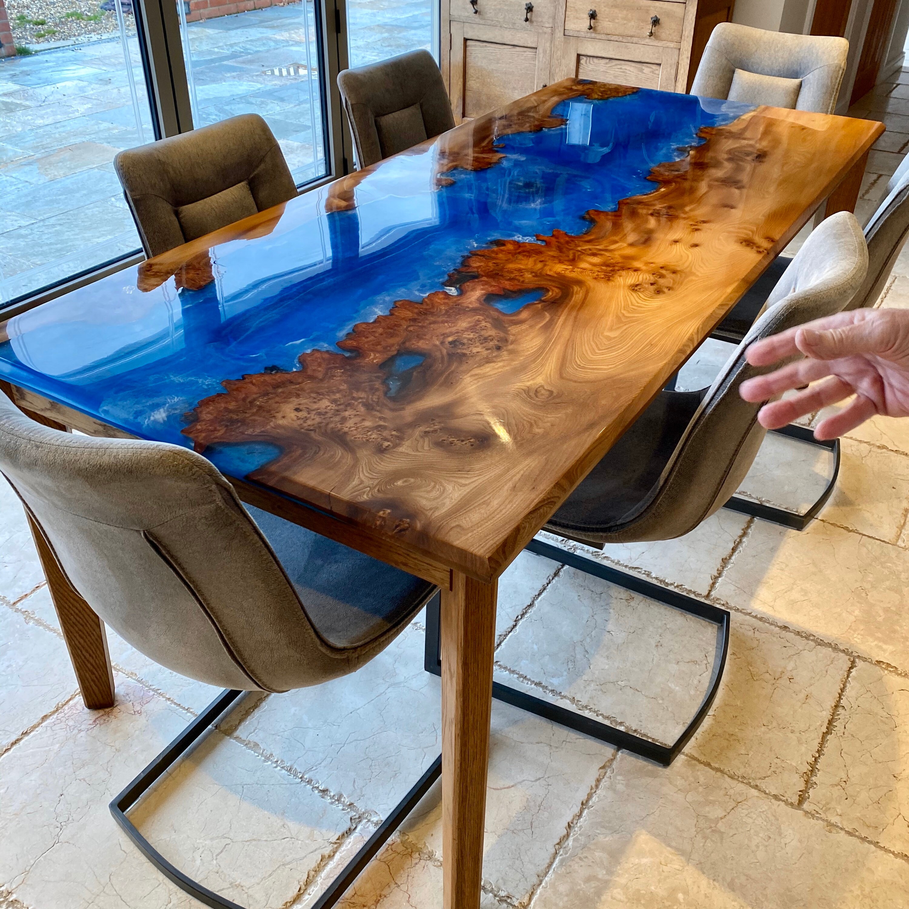 Amazing Whirlpool Dining Table in Elm & Resin Live Edge River | Etsy
