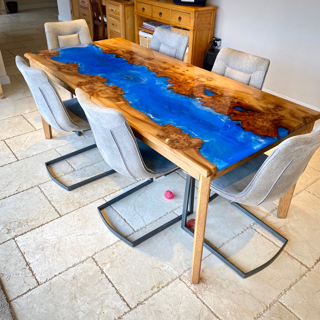 Amazing Whirlpool Dining Table in Elm & Resin Live Edge River - Etsy UK