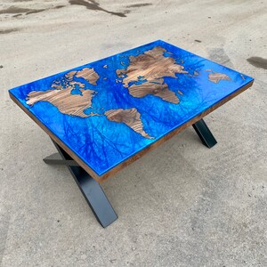 World Coffee Table Elm Wood & Resin SOLD - Etsy
