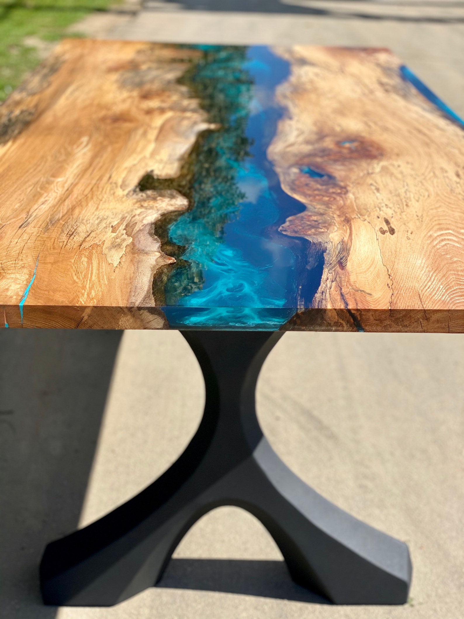 Amazing River Dining Table in Elm & Resin Galactic Resin - Etsy