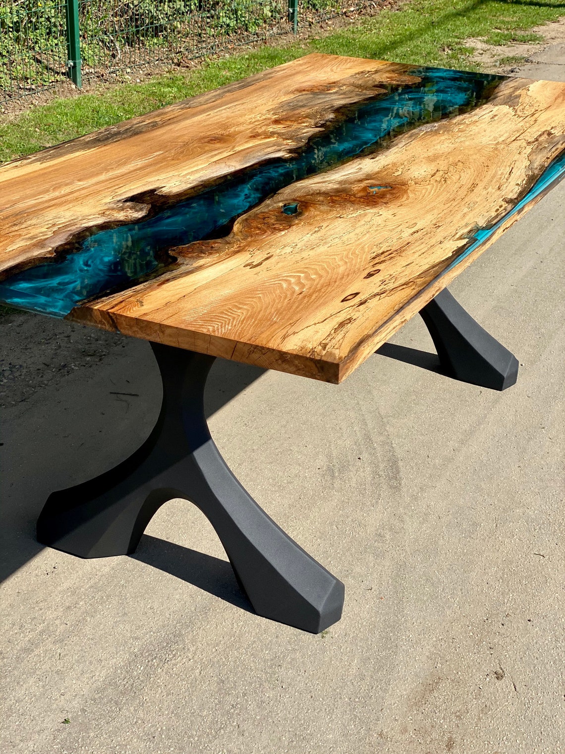 Amazing River Dining Table in Elm & Resin Galactic Resin - Etsy