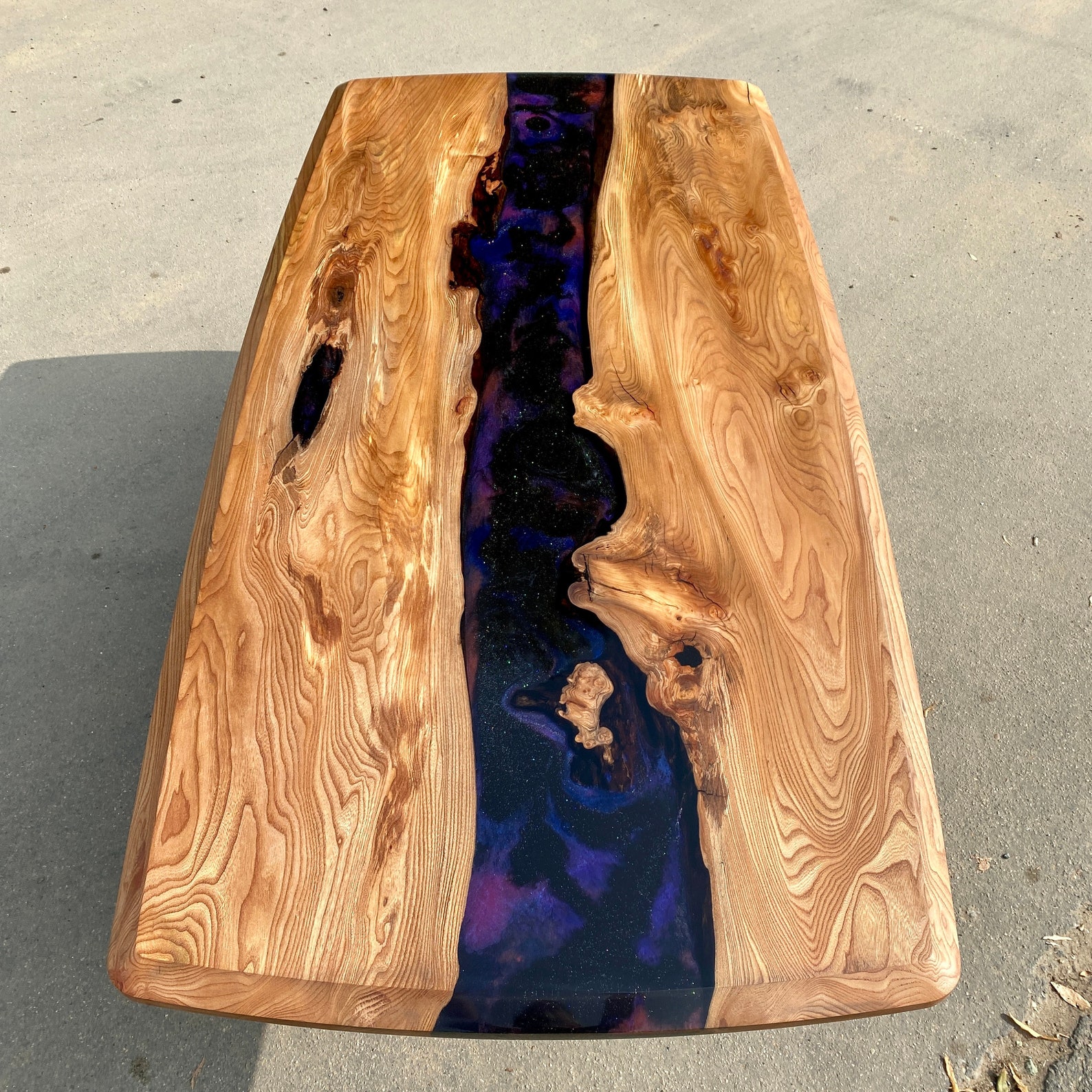 Galaxy River Dining Table in Elm & Resin. Live Edge River - Etsy