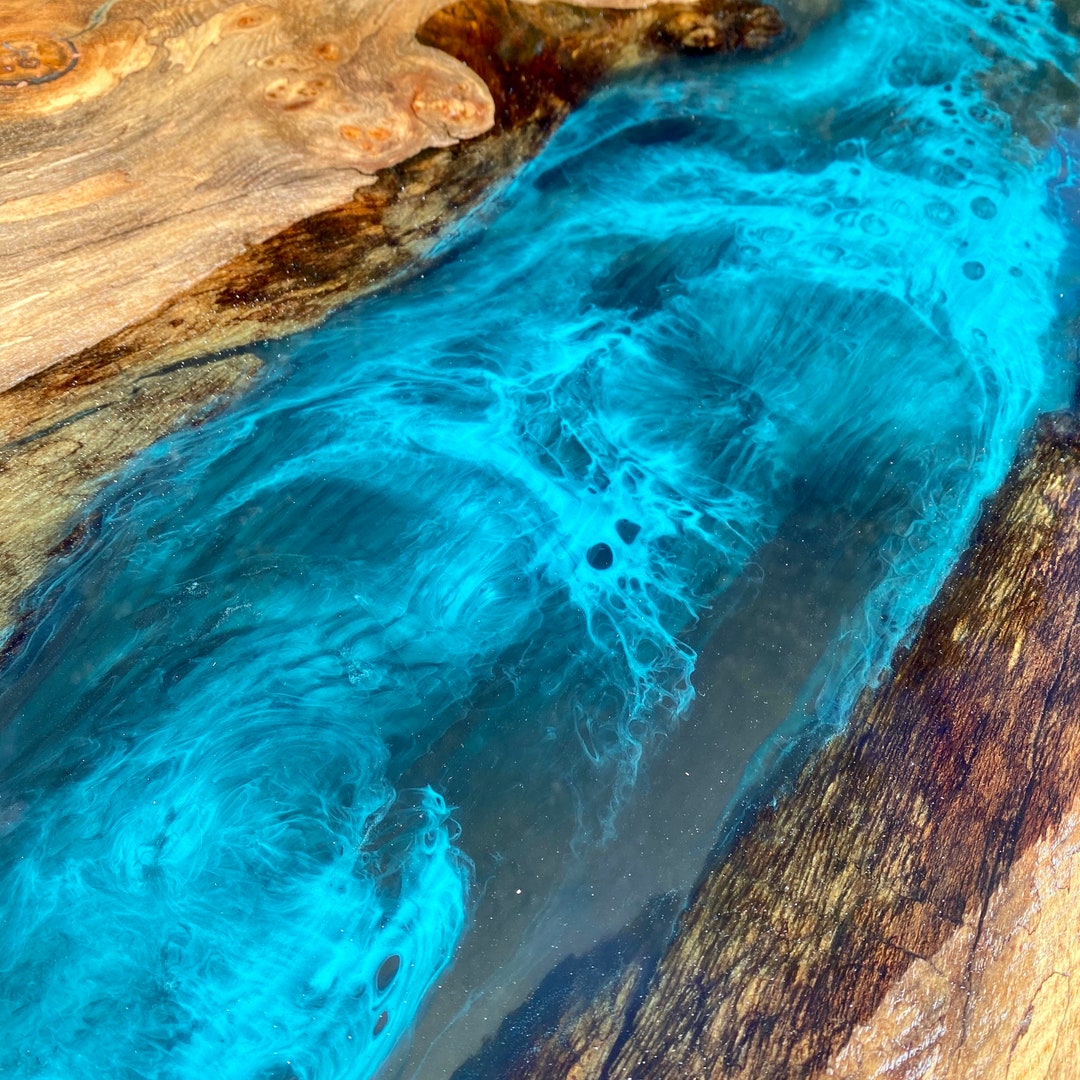 Amazing River Dining Table in Elm & Resin Galactic Resin Artwork Sold ...