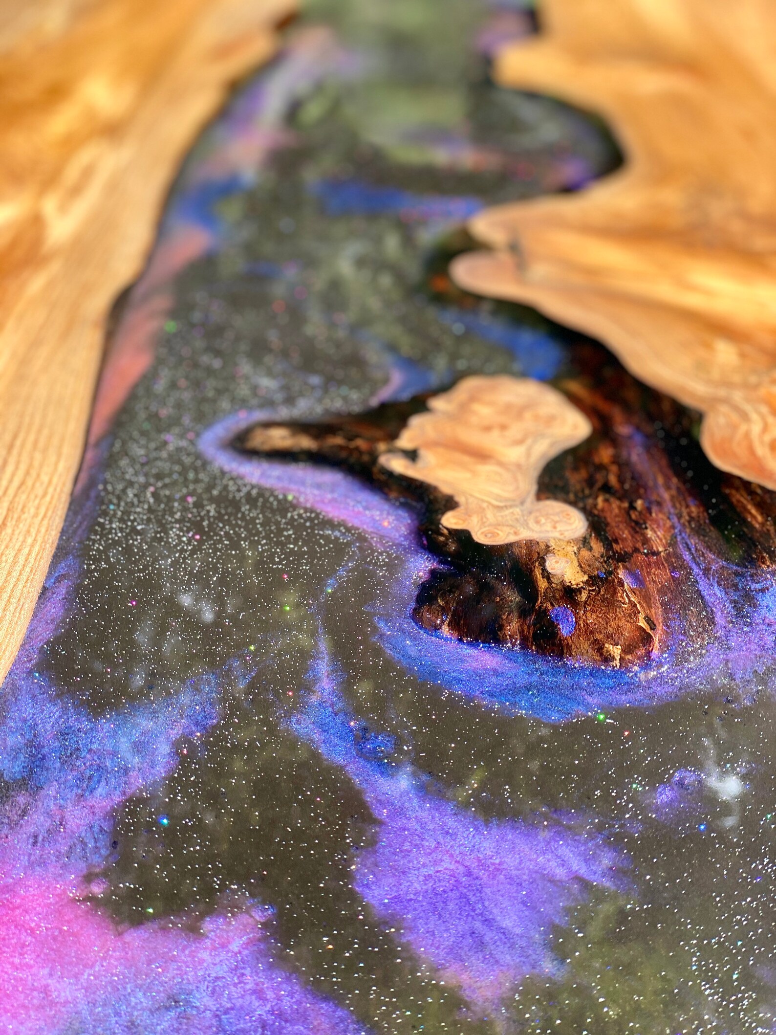 Galaxy River Dining Table in Elm & Resin. Live Edge River - Etsy