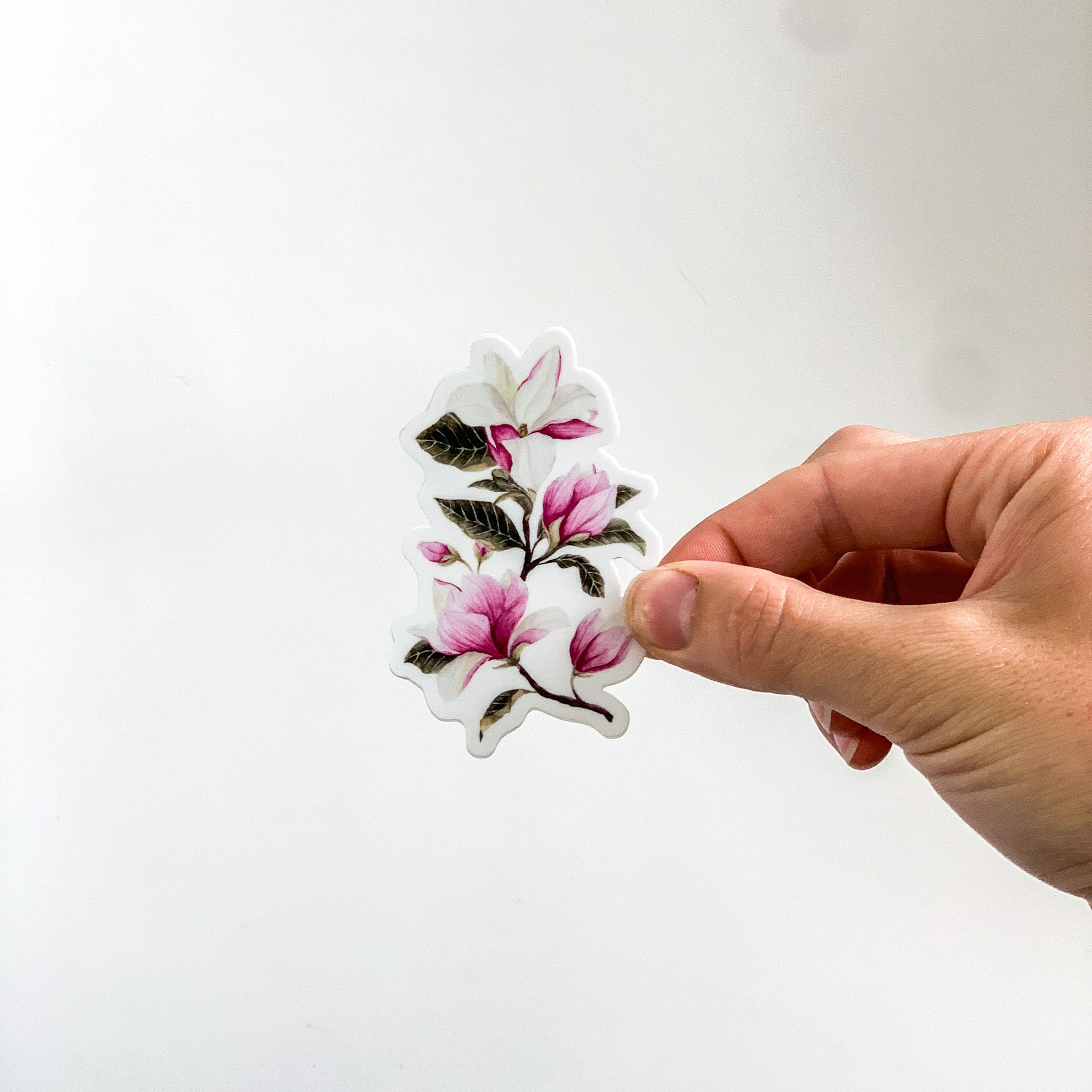 Magnolia Flower Sticker Watercolor Floral Sticker Waterproof Stickers ...
