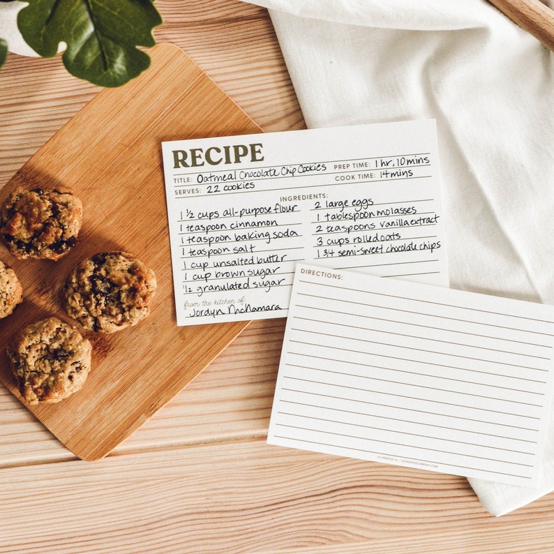 Modern Farmhouse Recipe Cards: Printable Template (PDF Download) - Etsy