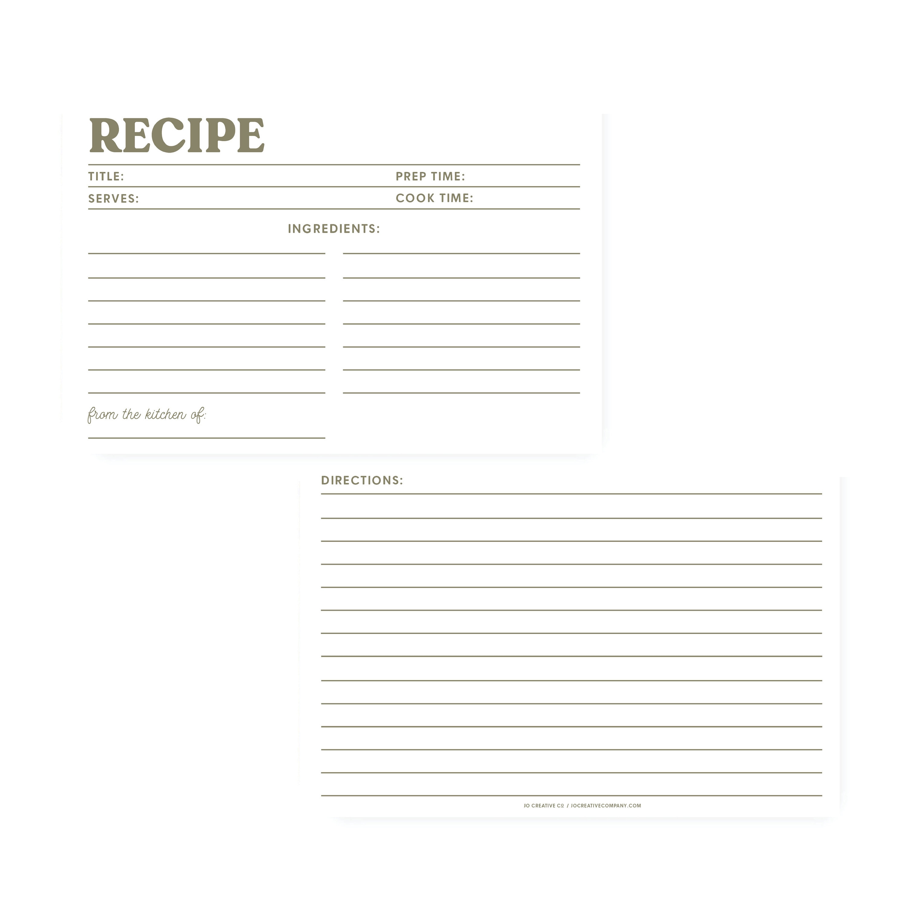 Modern Farmhouse Recipe Cards, Digital File, PDF Download Simple Recipe ...