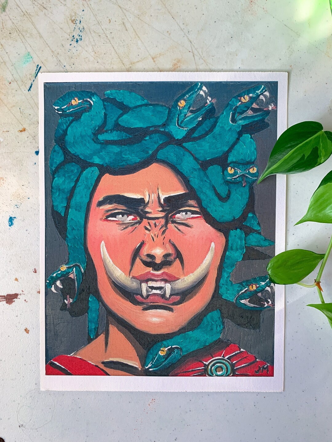 Gorgon Medusa With Tusks and Serpents Canvas Print - Etsy