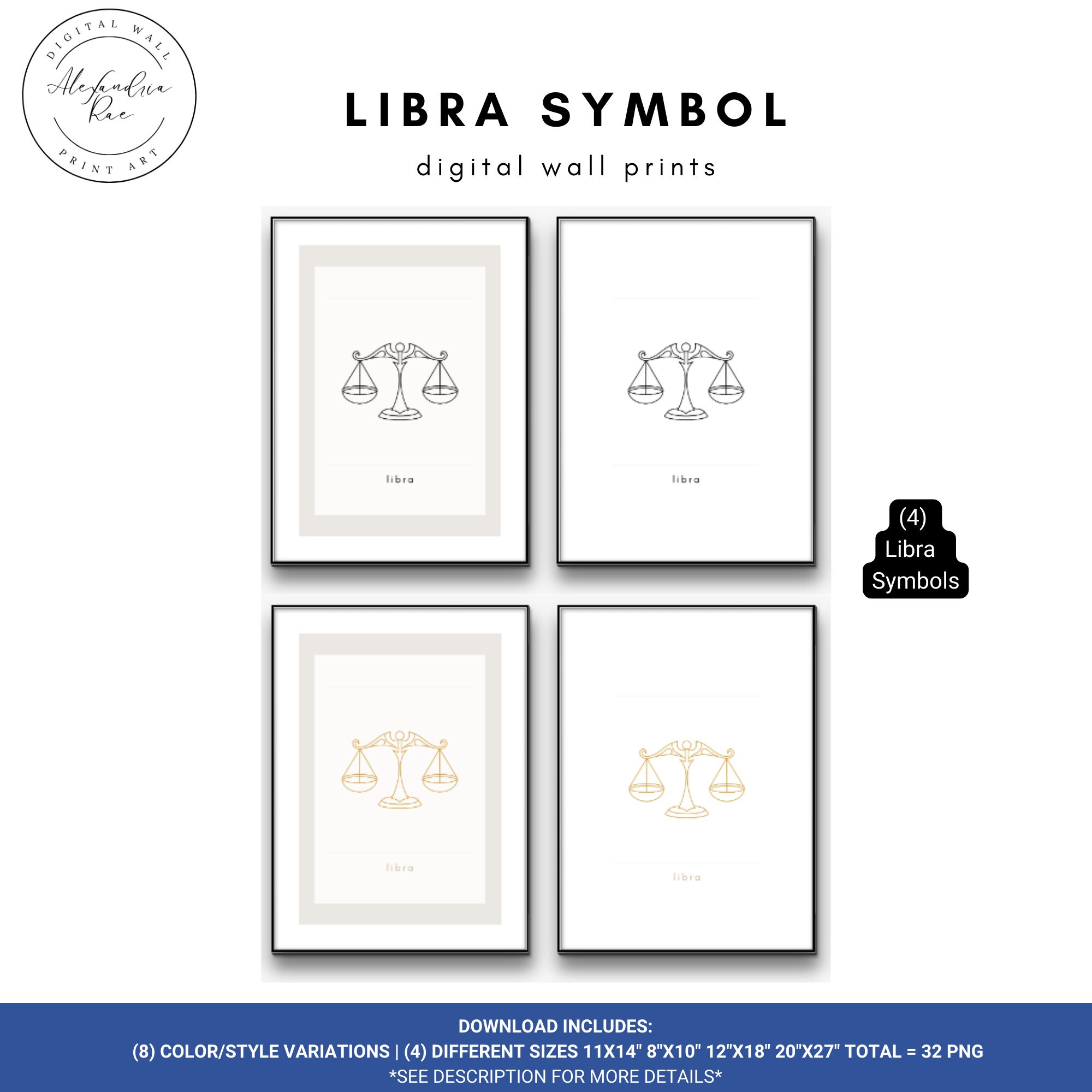 Libra Personality Chart + 6 Libra Astrology Wall Prints | Variety of ...
