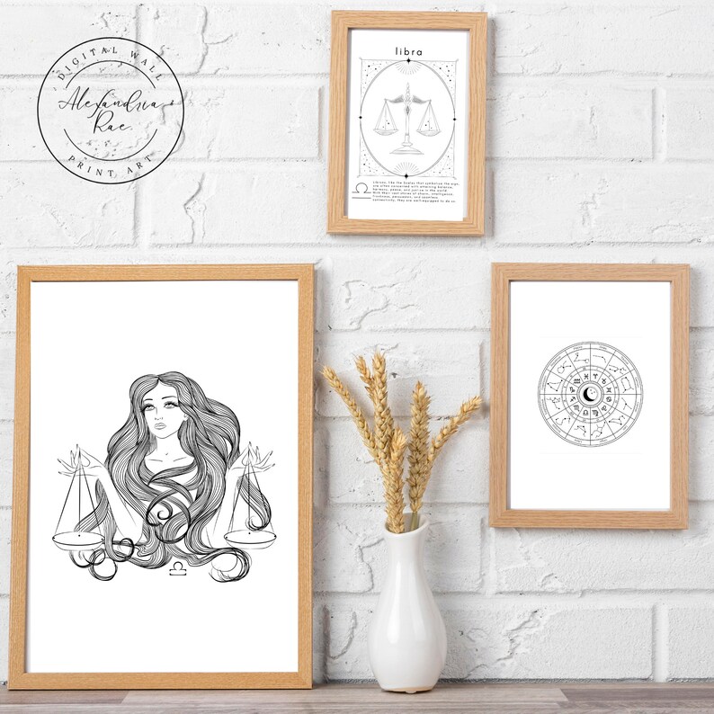 Libra Personality Chart + 6 Libra Astrology Wall Prints | Variety of ...