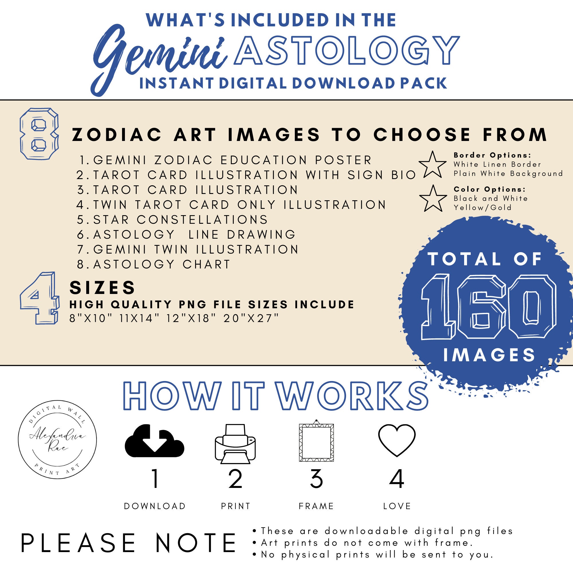 Gemini Astrology Digital Wall Printable Poster Pack - Etsy