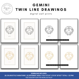 Gemini Astrology Digital Wall Printable Poster Pack Personality Chart 7 ...