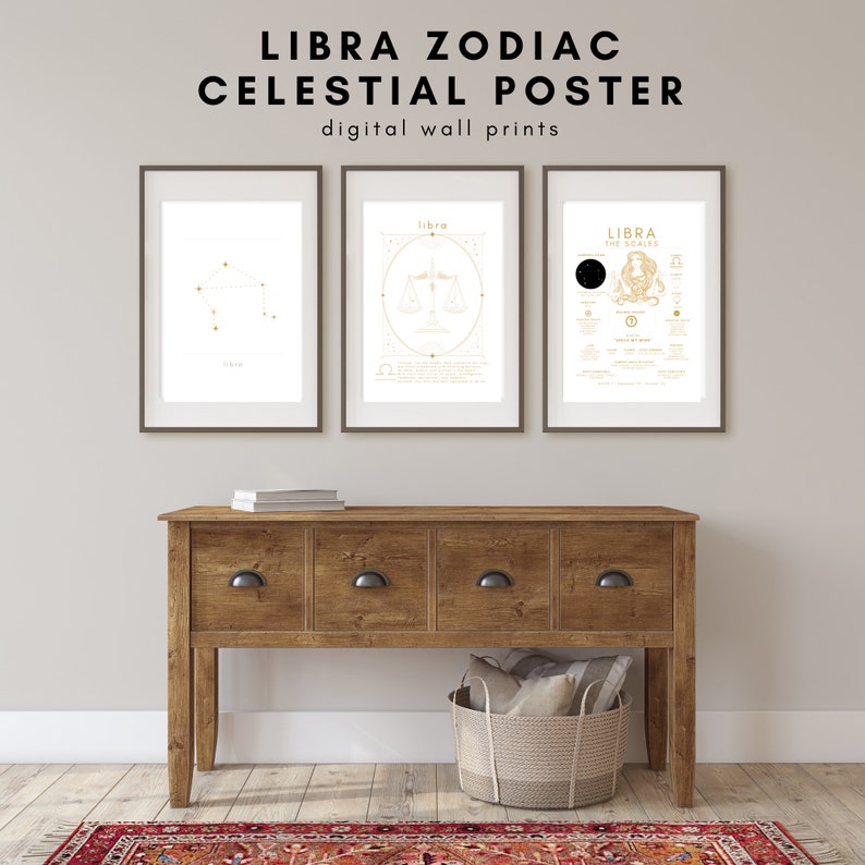 Libra Personality Chart + 6 Libra Astrology Wall Prints | Variety of ...