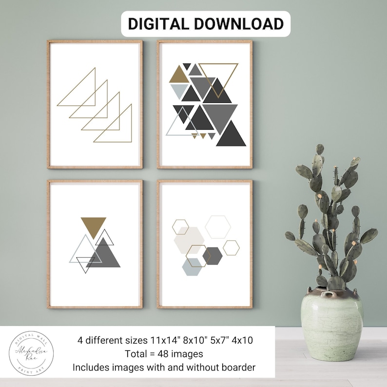 Boho Geometric Shapes Gallery Wall - Etsy
