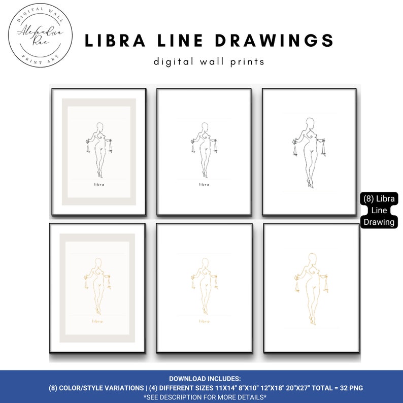 Libra Personality Chart + 6 Libra Astrology Wall Prints | Variety of ...