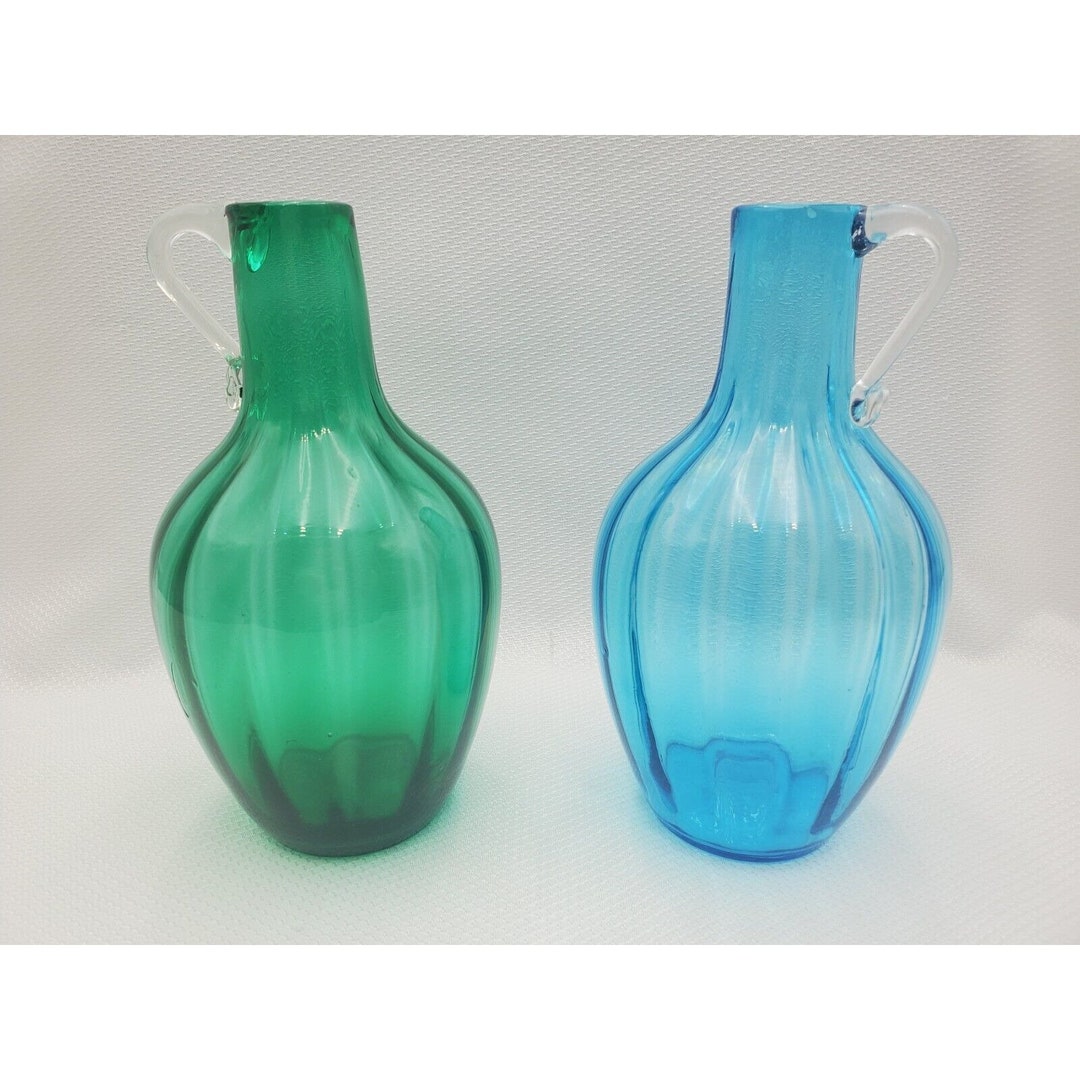 Beacon Glass Co. OMN No. 123 Blue and Green Optic Barrel Jug Mid ...