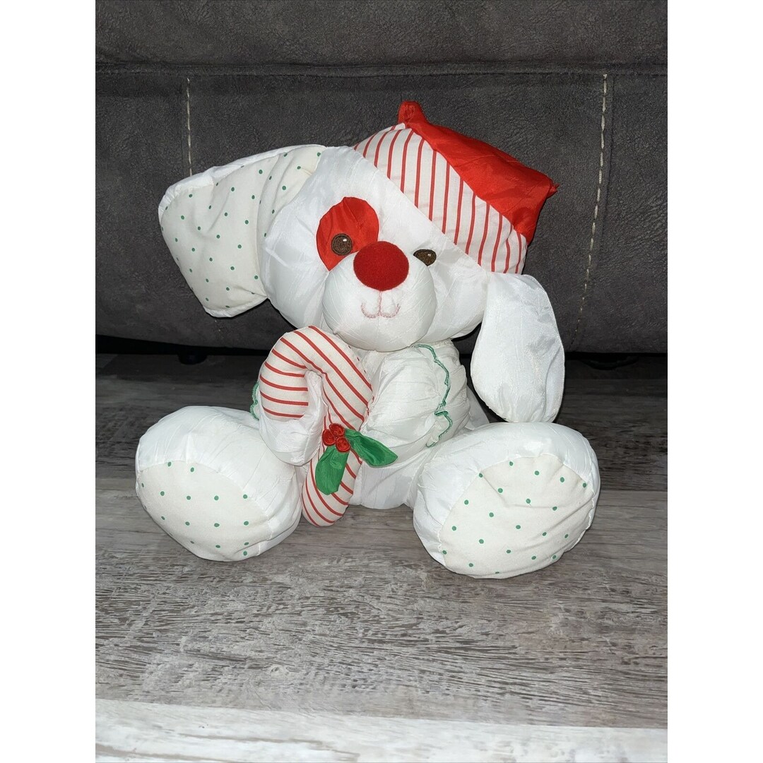 1990 Puffalump Christmas Puppy Dog Holding Candy Cane Fisher Price ...