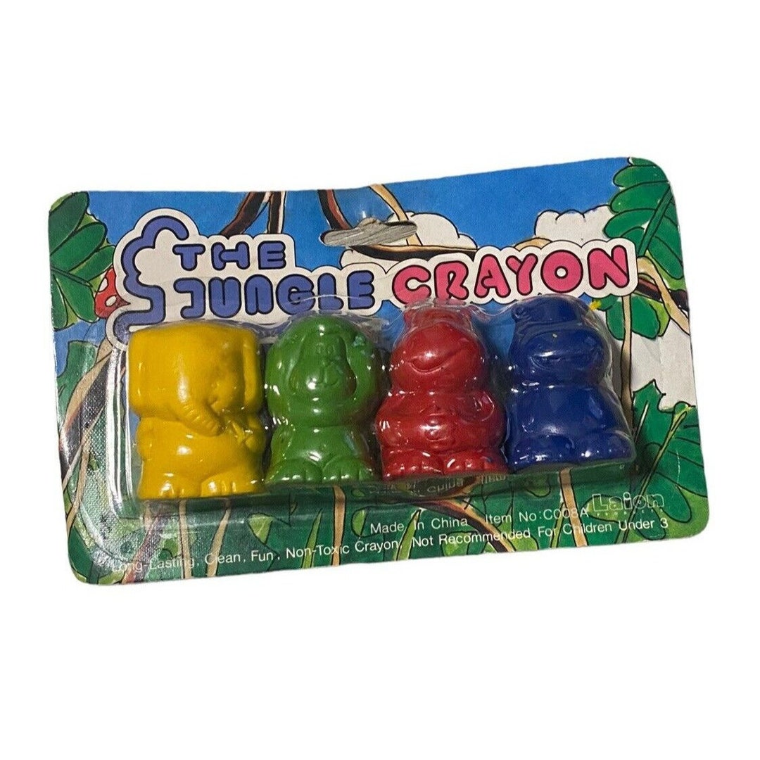 VTG Jungle Animal Crayons Monkey Hippo Lion Elephant Primary - Etsy