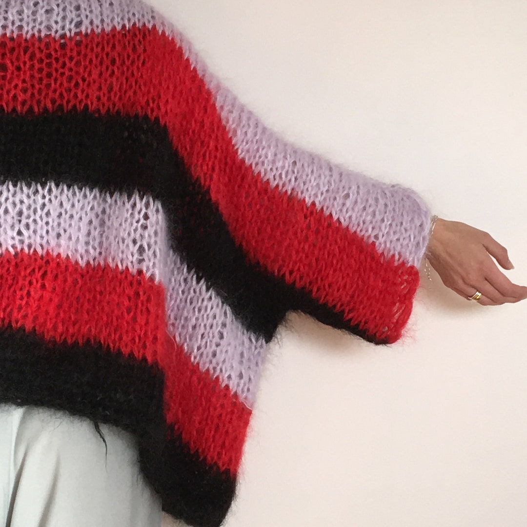 Anne-sophie Pullover. One off a Kind, Hand Knit Chunky Mohair Sweater ...
