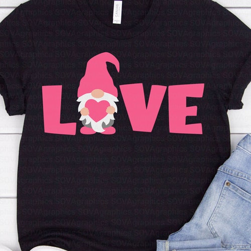 Valentine Gnome Svg Love Gnome Svg Gnome With Balloon Heart - Etsy