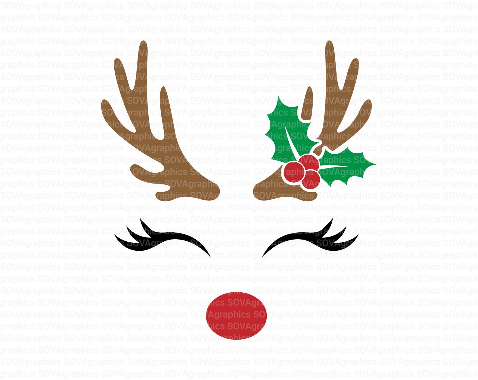 Reno svg Holly svg Cara de reno de Navidad svg Navidad svg - Etsy España