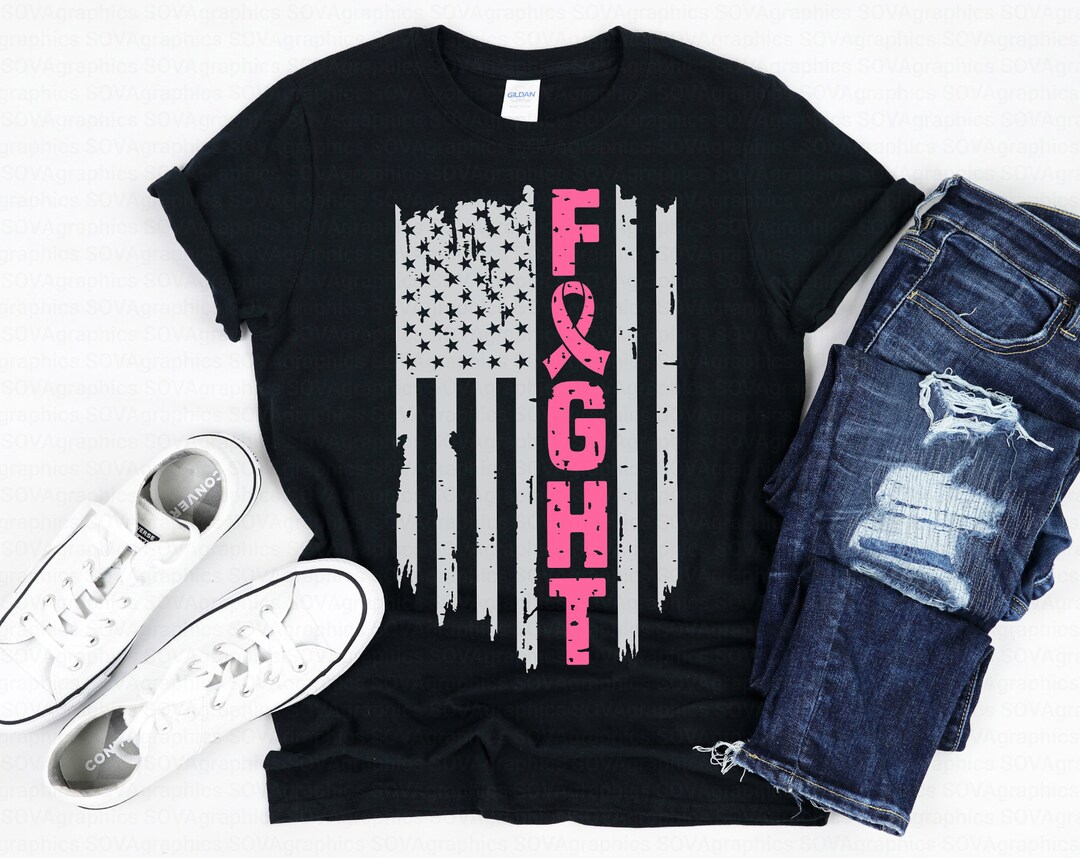 Fight svg Pink Ribbon USA Flag svg Fight Flag svg Breast - Etsy México