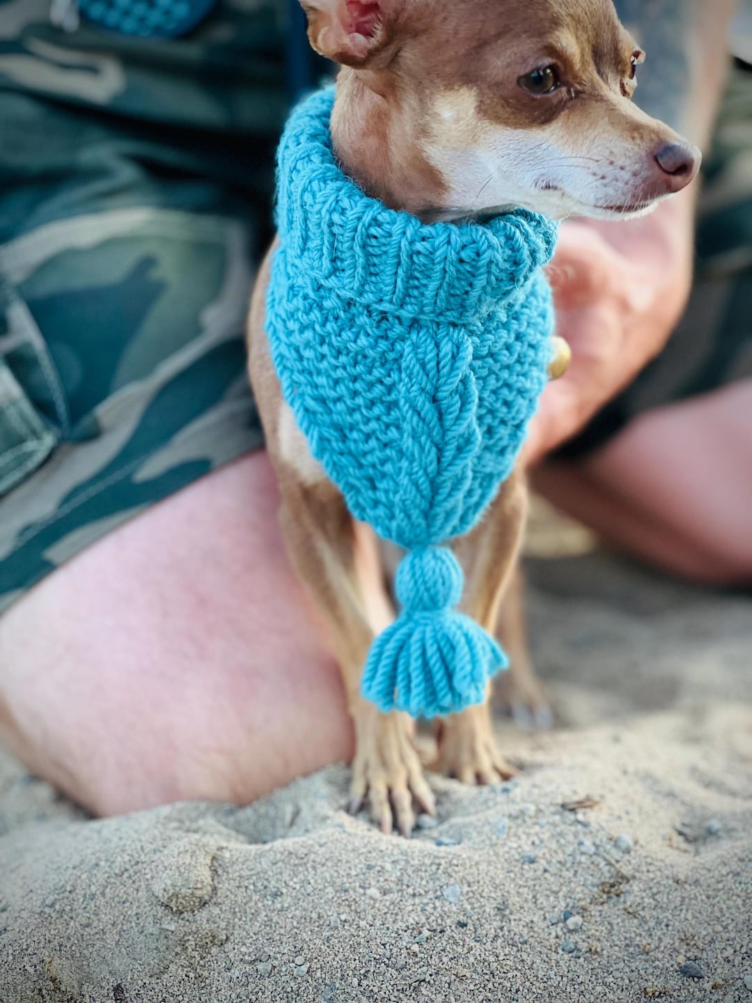 Dog Cowl Knitting Pattern: Bandana Scarf With Heart Motif (PDF Pattern ...