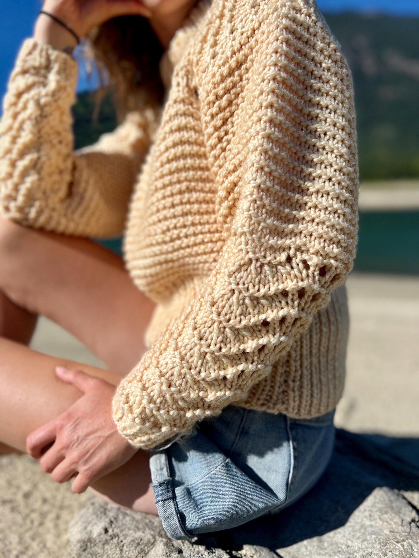 French Press Sweater Knitting Pattern: Chunky Lace Pullover (PDF ...