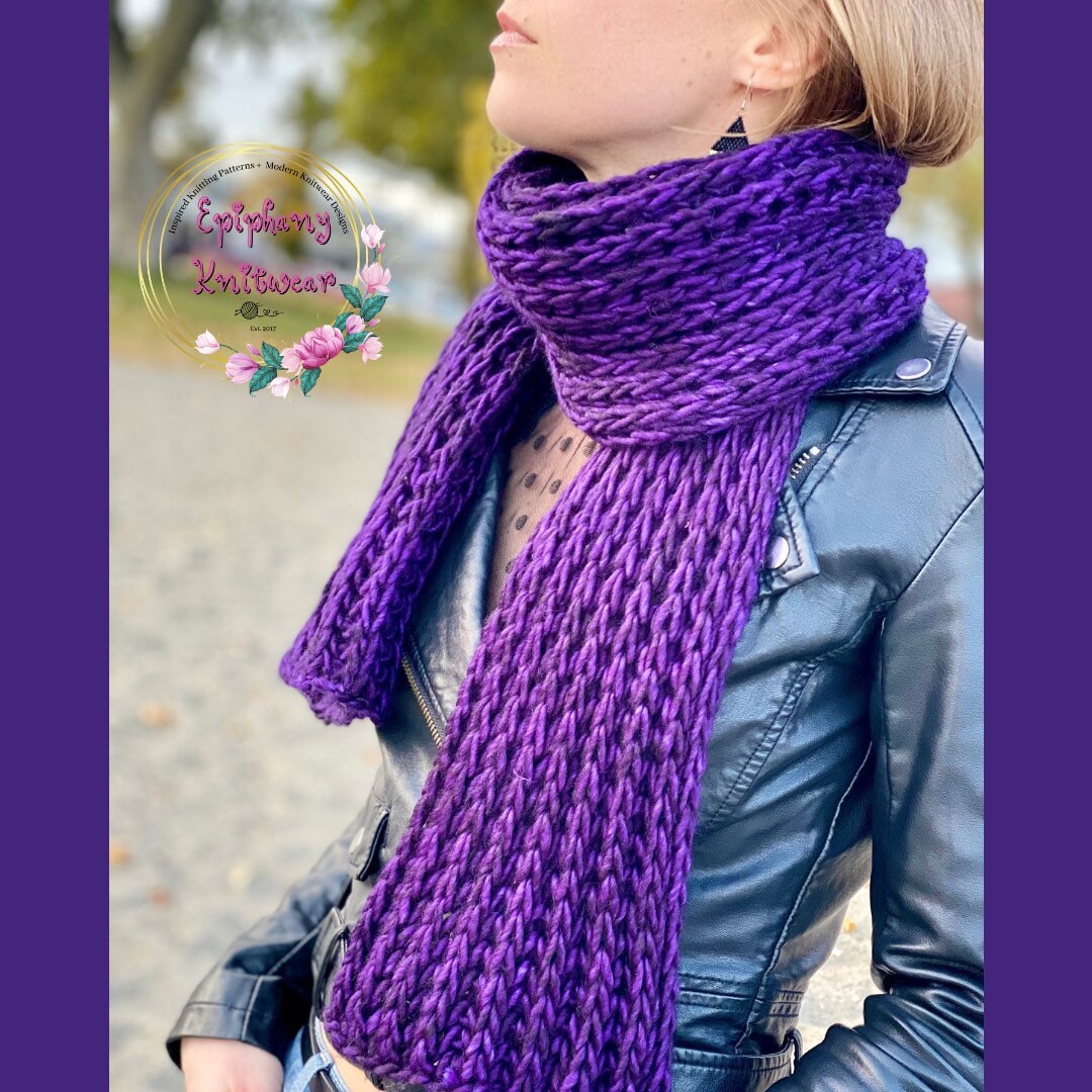 Chunky Knit Scarf KNITTING PATTERN, Easy Knit Scarf Pattern, Fishermans ...