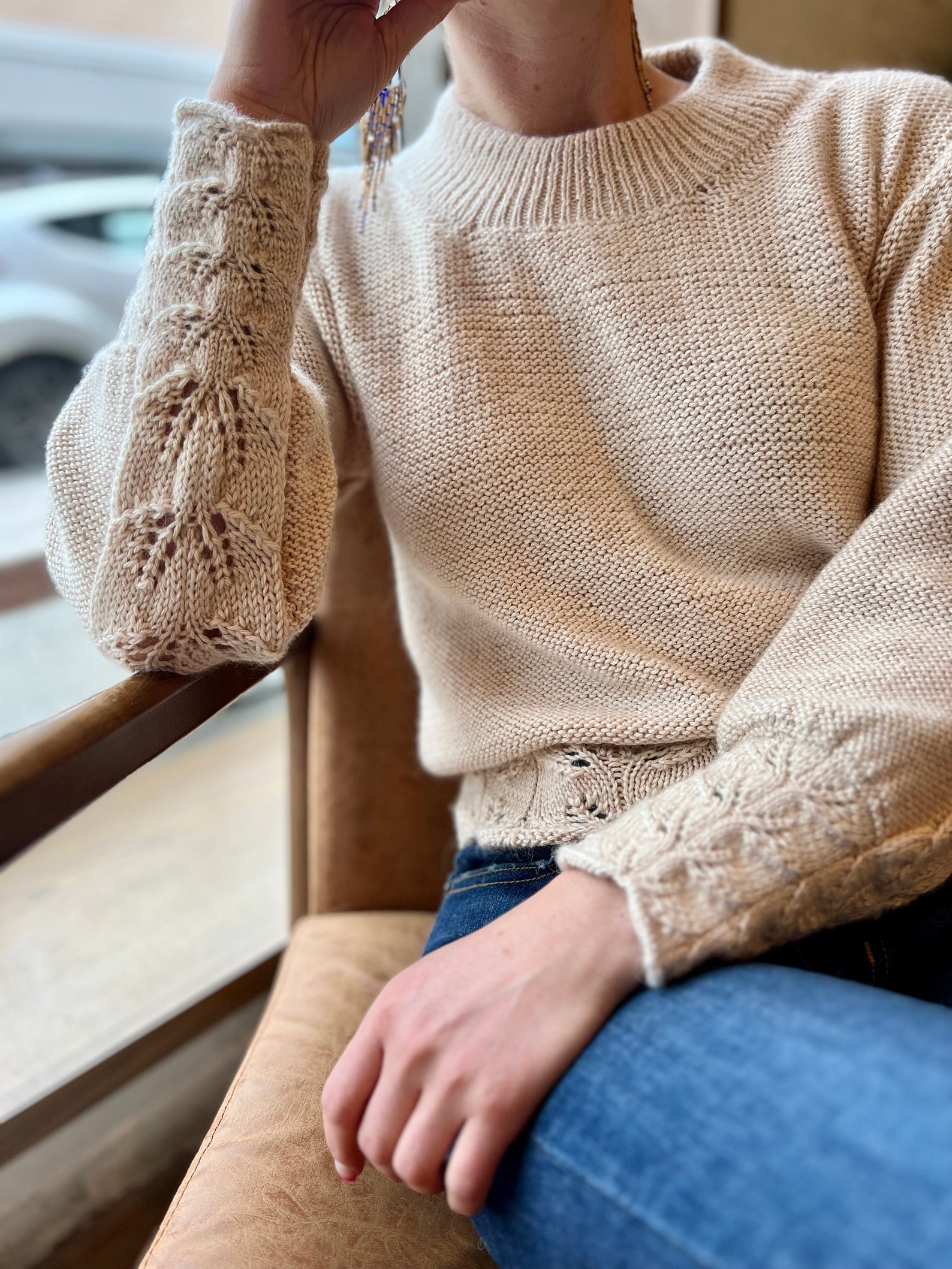 Classic Sweater Knitting Pattern -"windflower" Pullover, Easy Crew Neck ...