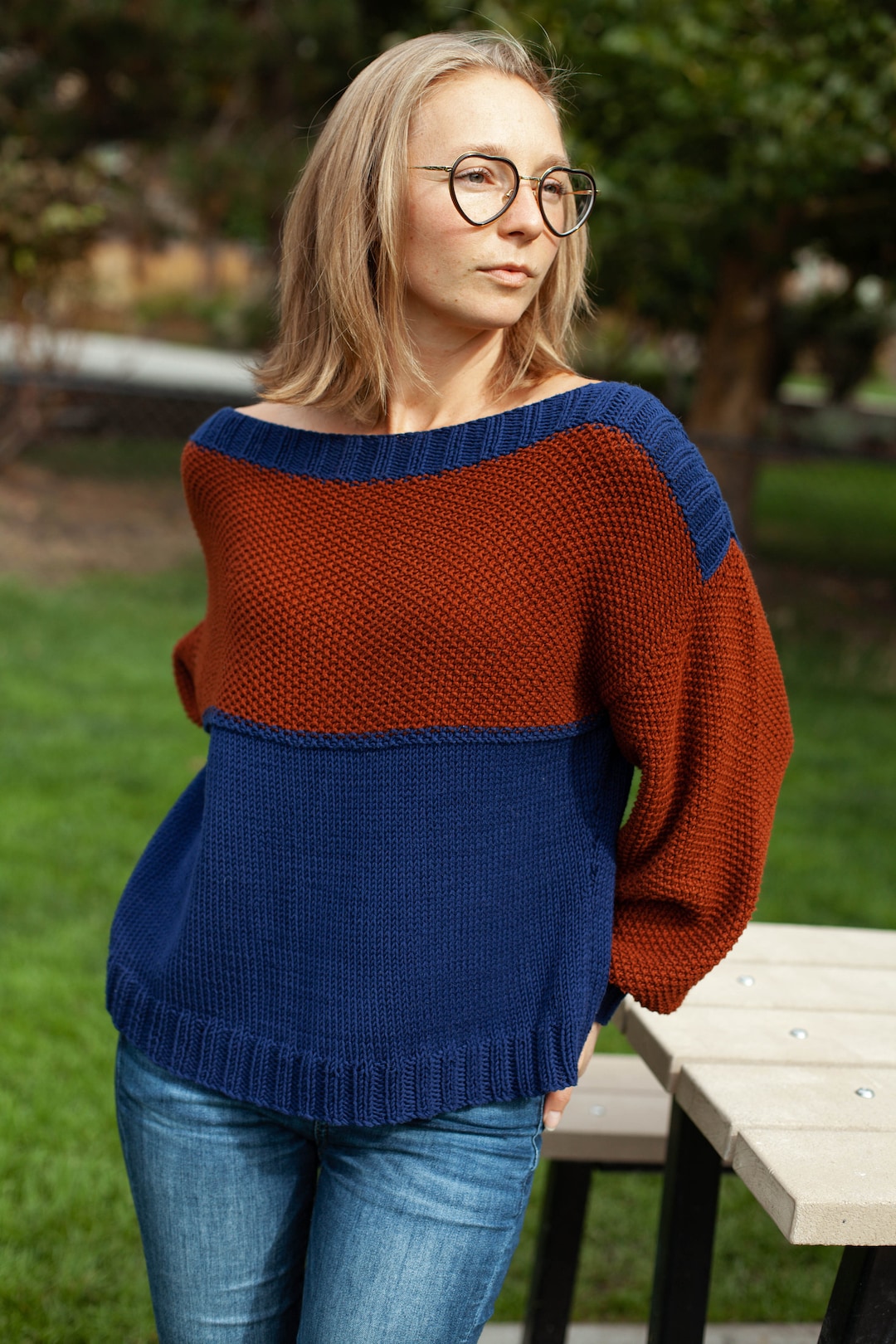 Fall Sweater KNITTING PATTERN, Striped Sweater, off the Shoulder ...