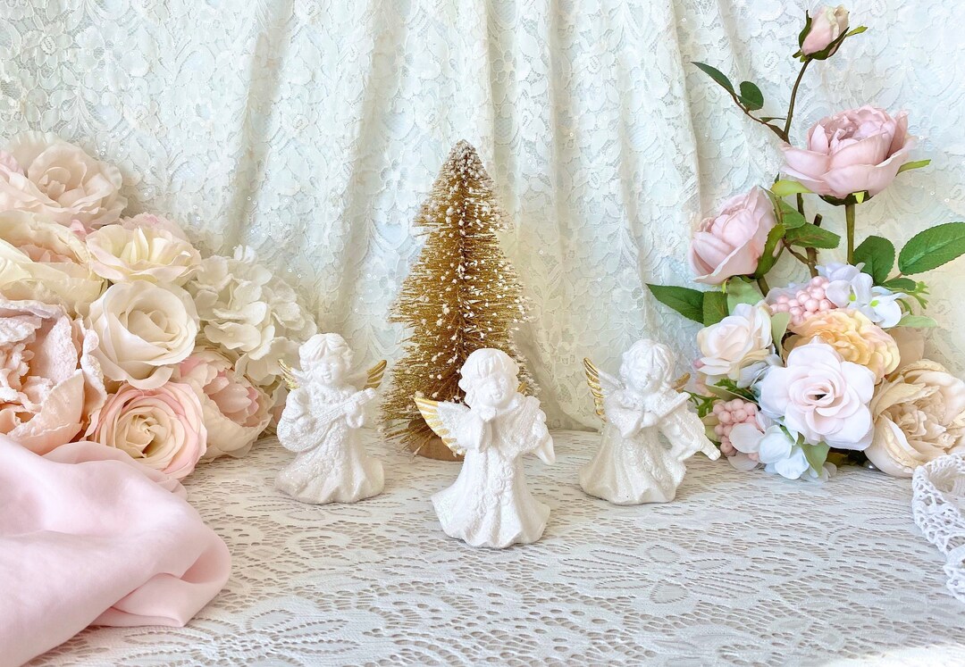 Cherubs, Christmas Cherubs, Glitter Cherubs, White Christmas, Gold ...