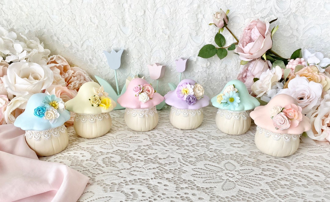 Shabby Chic Spring Mushrooms, Spring Decor, Mothers Day Decor, Shabby ...