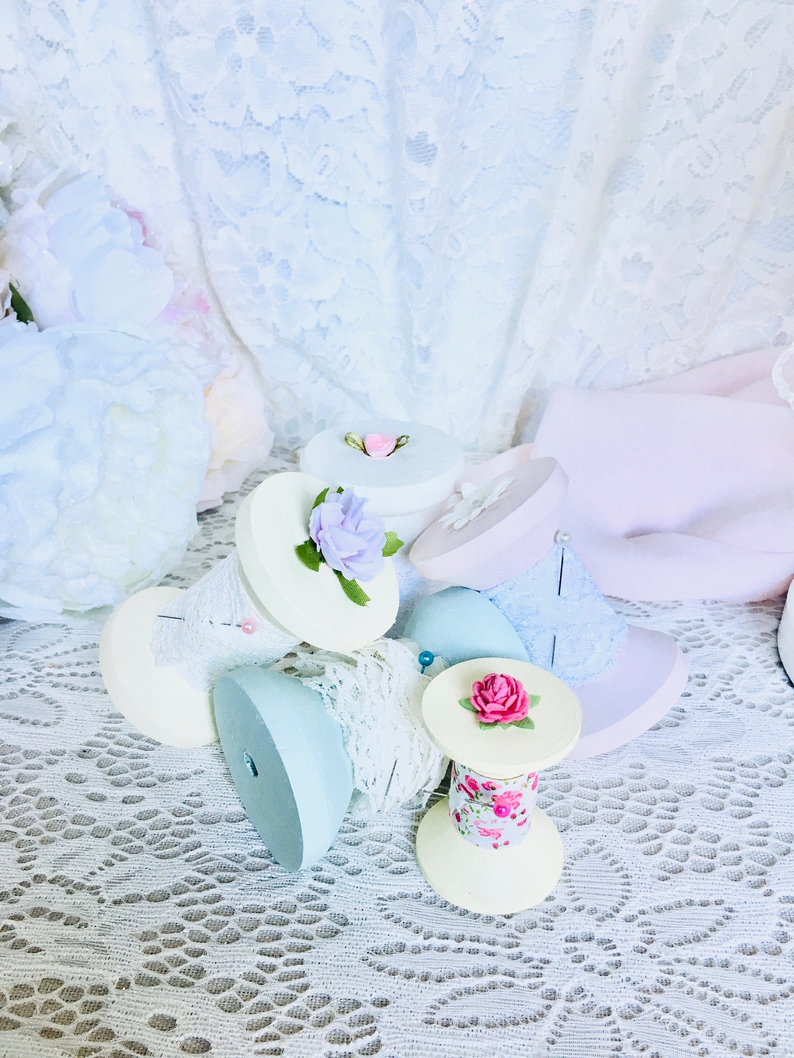 Shabby Chic Cottage Sewing Spools Shabby Chic Sewing Spools | Etsy