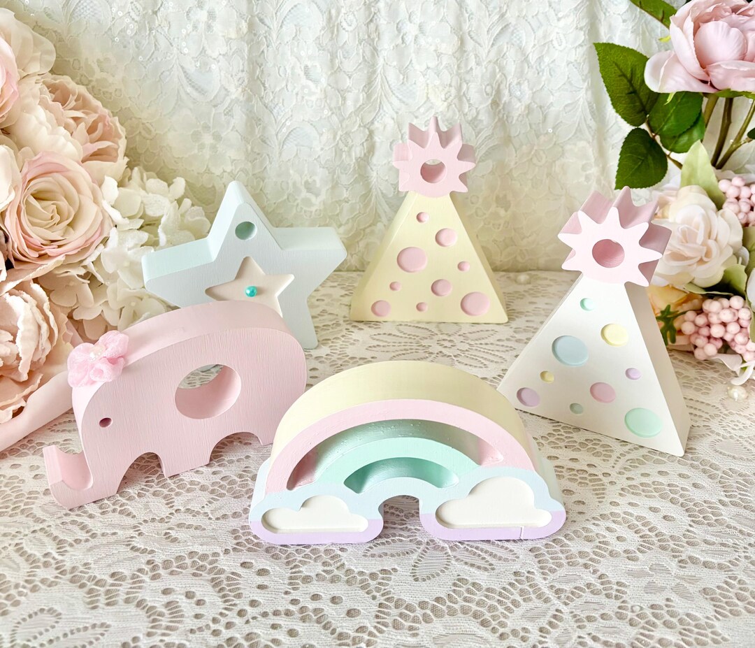 Pastel Wood Balloon Weights: Rainbow, Elephant, Star, Party Hats - Etsy