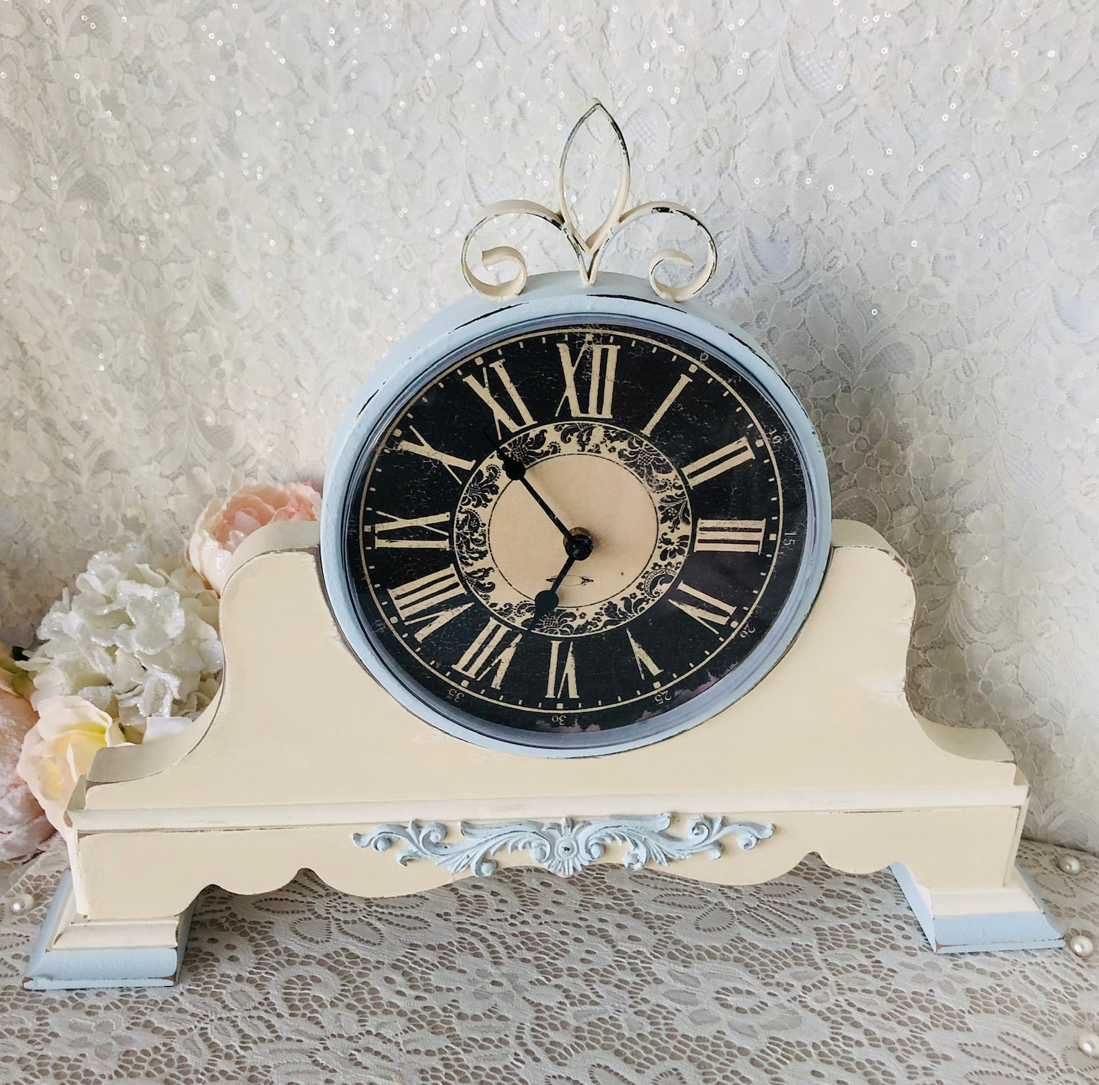Shabby Chic Clocks Shabby Chic Mantel Clocks Vintage Mantel | Etsy