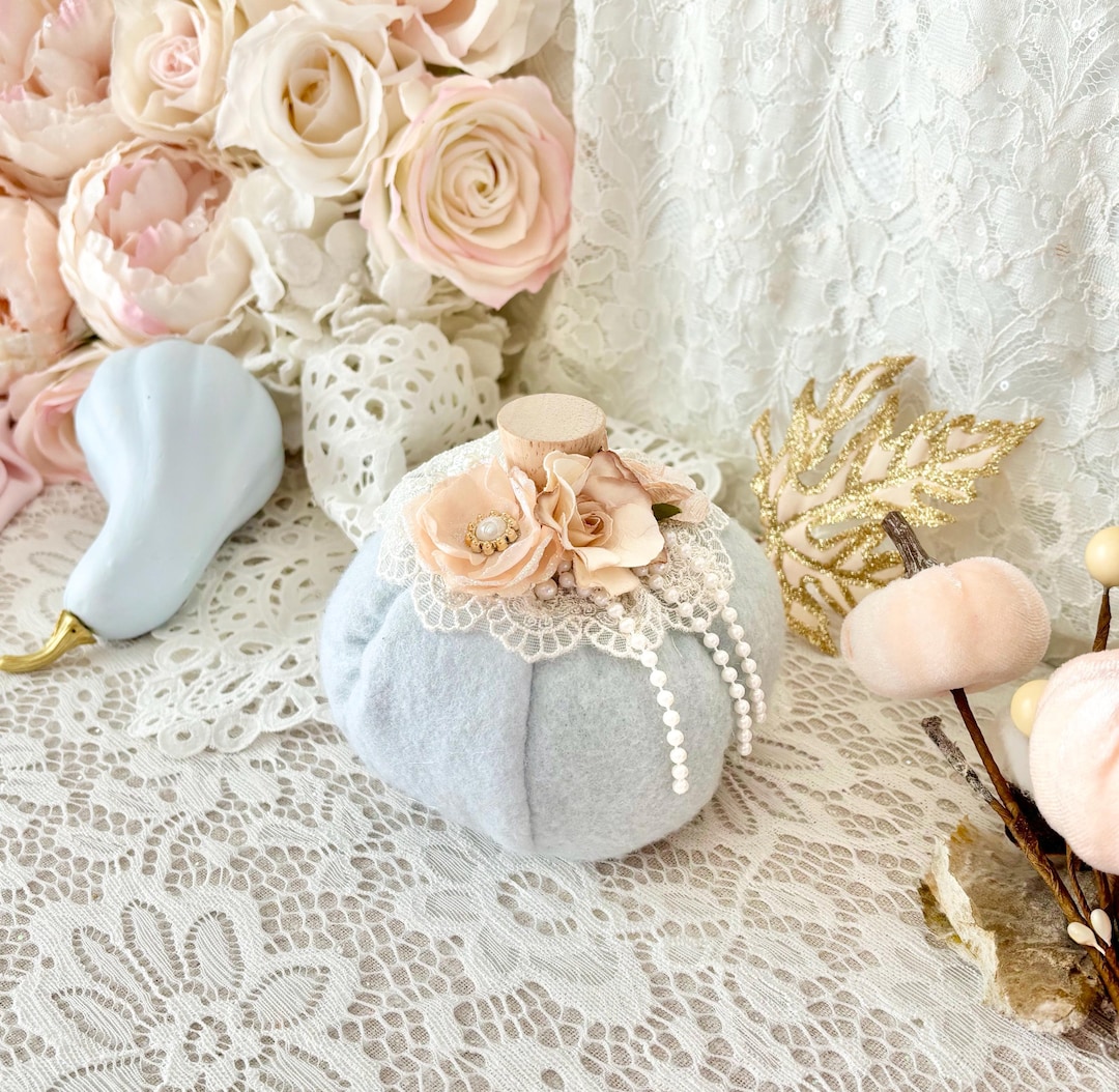 Decorative Blue Fall Pumpkin, Shabby Chic Pumpkins, Fall Pumpkins, Soft ...