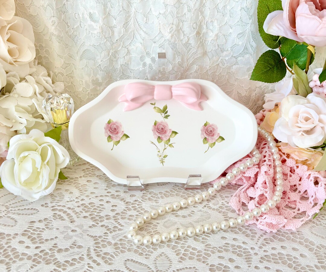 Shabby Chic Pink Rose Vanity Tray, Vanity Tray, Pink Decoupage Roses, Shabby Chic Decor, Shabby ...