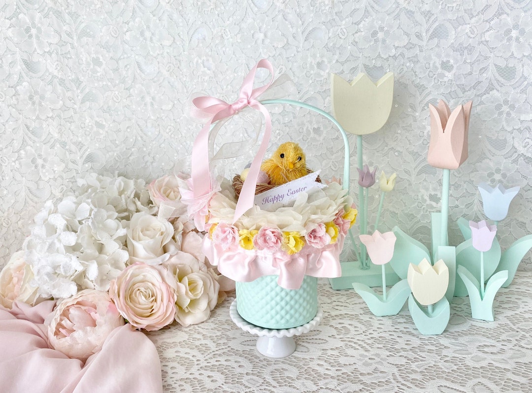 Shabby Chic Easter Basket, Easter Baskets, Decorative Easter Baskets ...