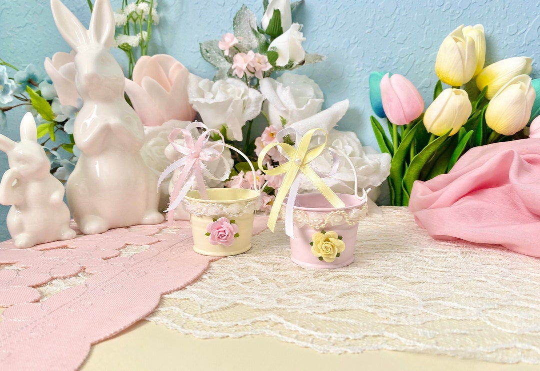 Miniature Easter Baskets: Shabby Chic Pastel Decor (set of 2) - Etsy